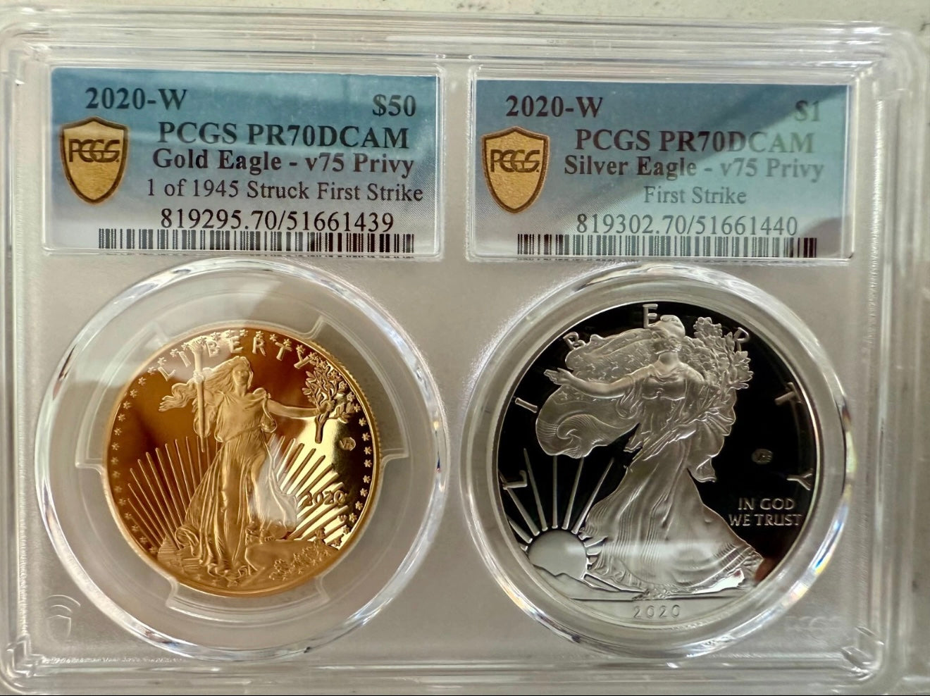 2020-W End of WWII 75th Anniversary $50 1 Oz Gold Eagle V75 PCGS PR70D ...